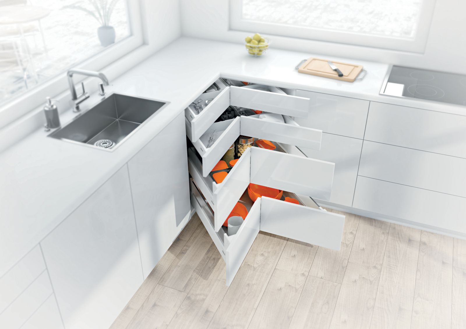 Ngăn kéo góc Space corner Tandembox X6 cao D 205mm kg Blum 8557208 ...