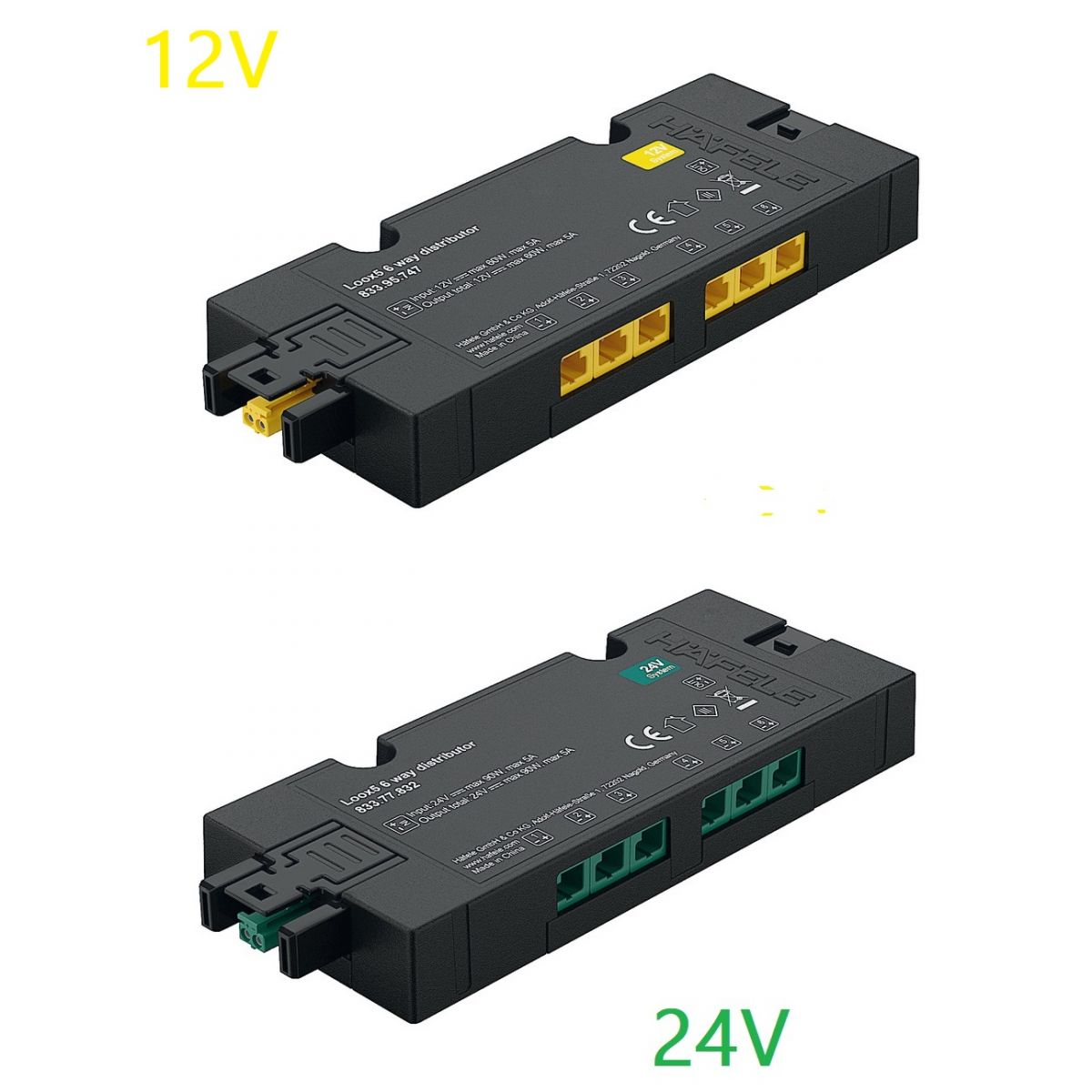 (12/24V, 6 cổng, 0 công tắc, BTB) Bộ chia điện áp HAFELE Loox5 IP20 ...